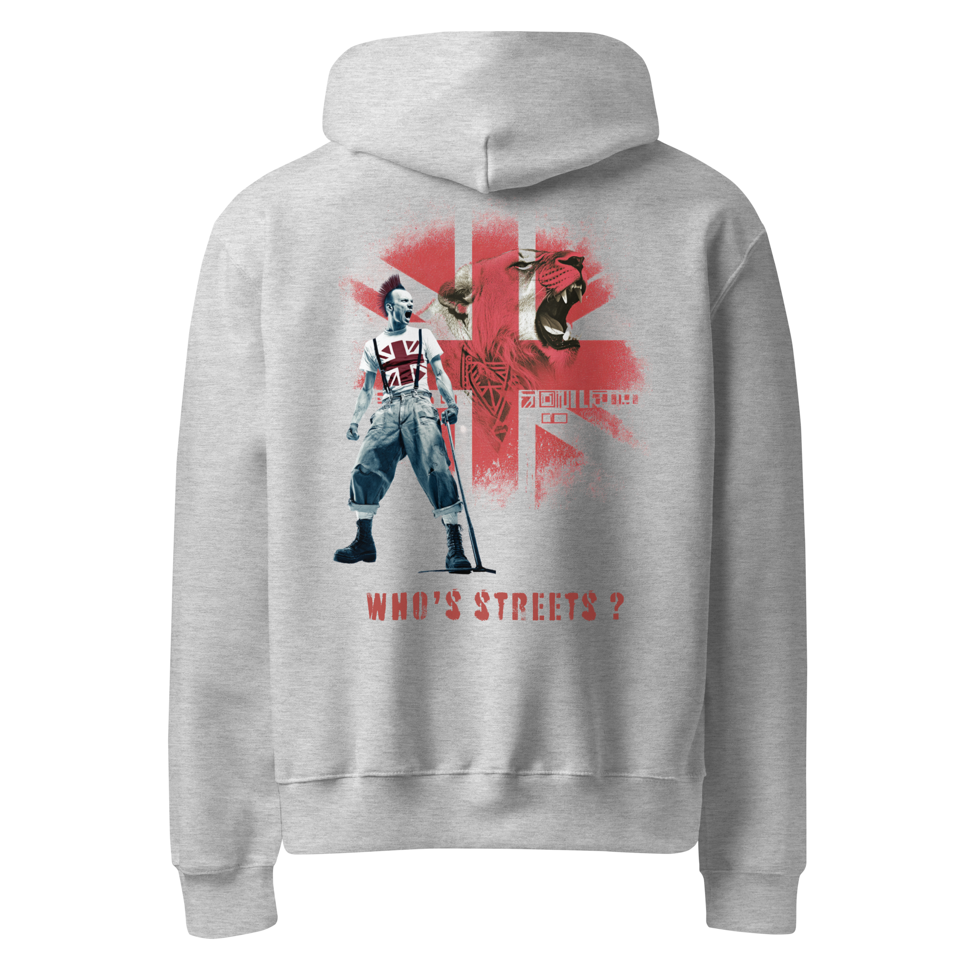 Who's Streets Men's Oversized Hoodie | British Punk Patriot Graphic Pu ...